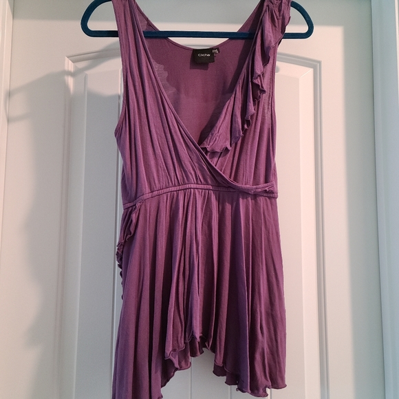 cliche | Tops | Purple Tunic Purple Ruffle Top Purple Blouse Greecian ...